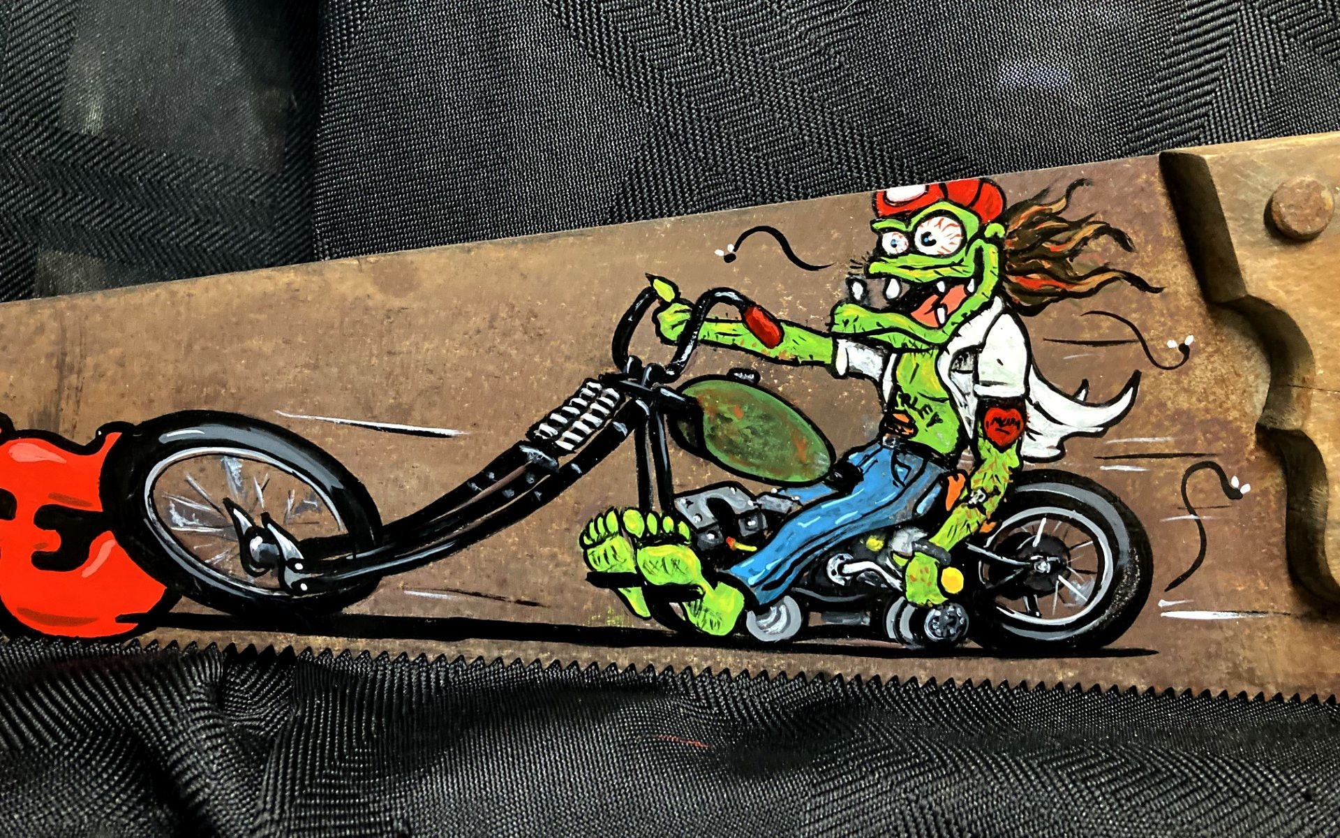 Chopper Shovelhead Harley Hand Painted Hand Saw Fink Style Rat Rod Bike ...