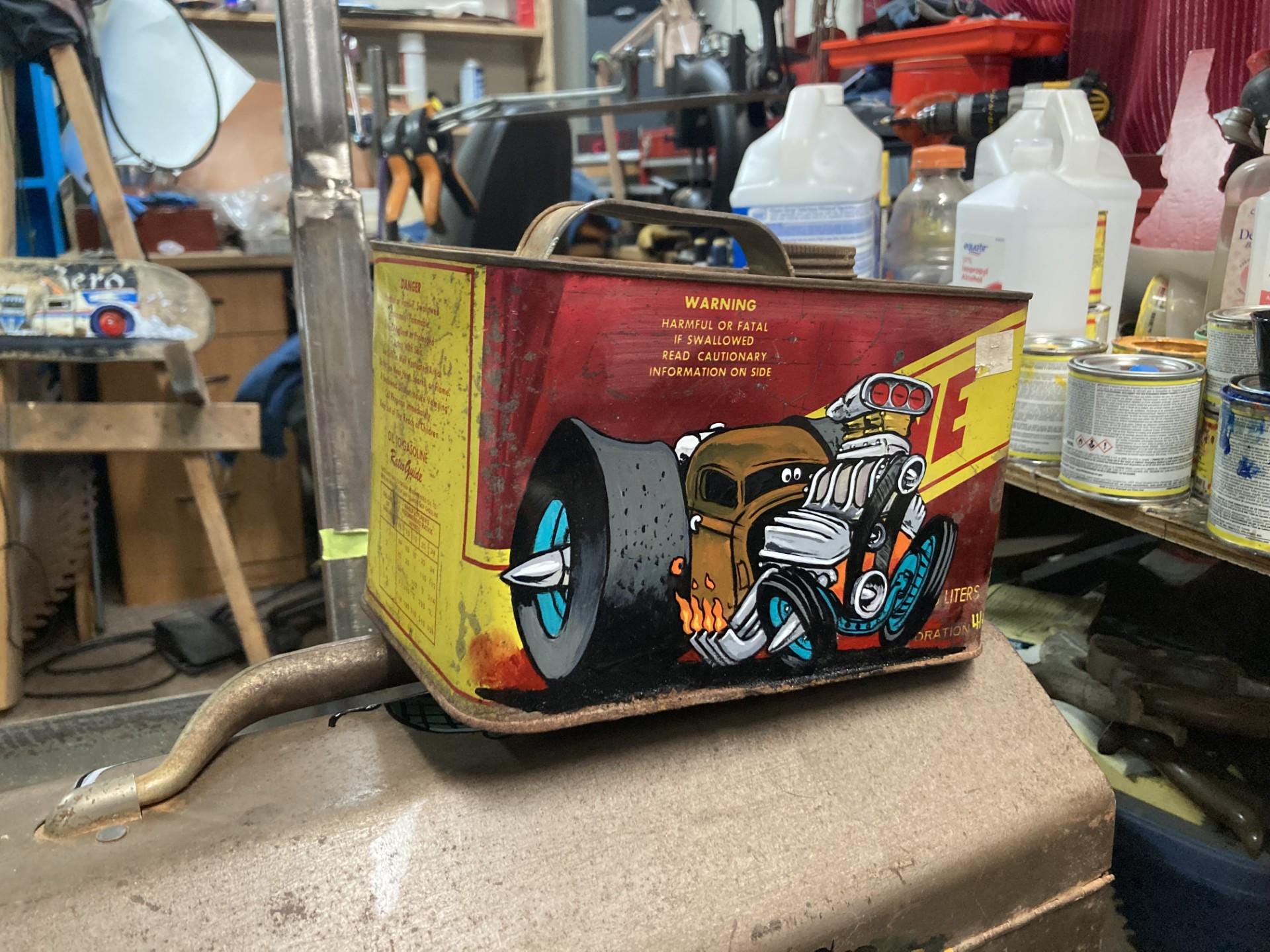 Rat Rod Cartoon Hand Painting on Vintage Gas Can - Etsy
