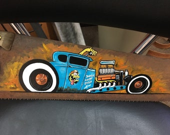 Hand Painted Hand Saw Hot Rod Art - Etsy