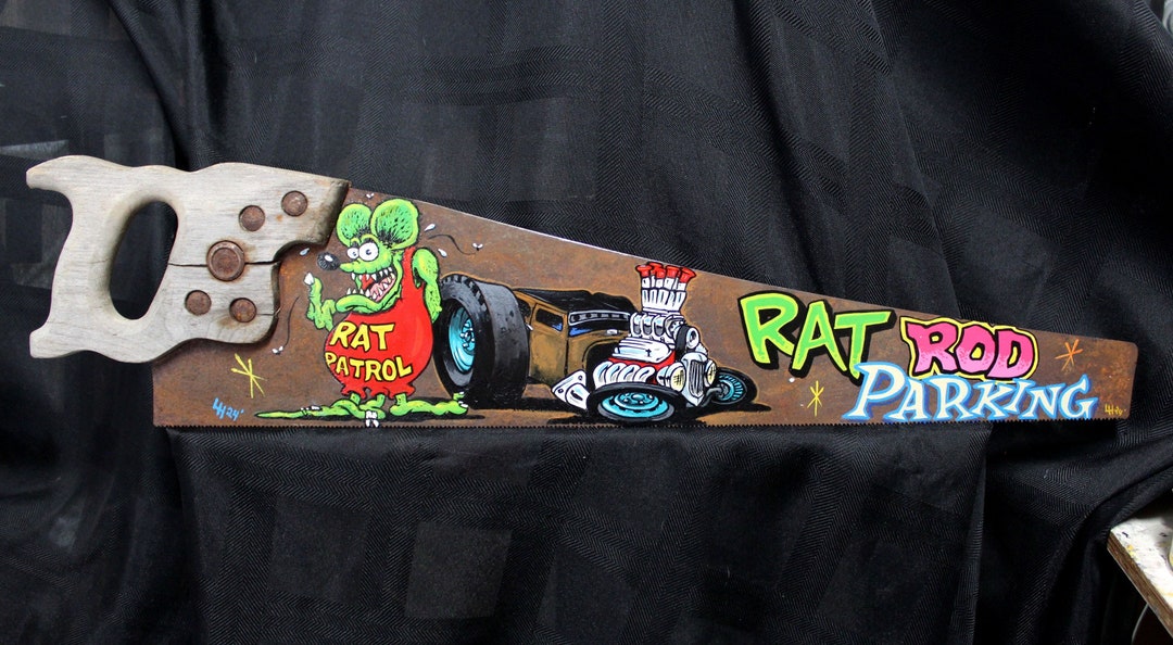 Hand Painted Rat Rod Rat Fink Hand Saw Parking Sign - Etsy