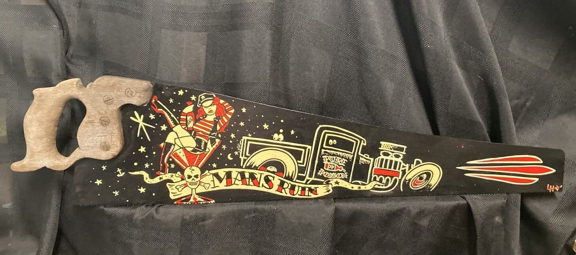 Hand Painted Rat Rod Hand Saw Pinstriping Pinup Girl Mans Ruin - Etsy