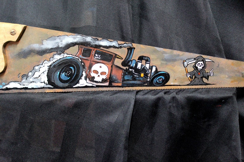 Hand Painted Rat Rod Diesel Grim Reaper Hand Saw - Etsy