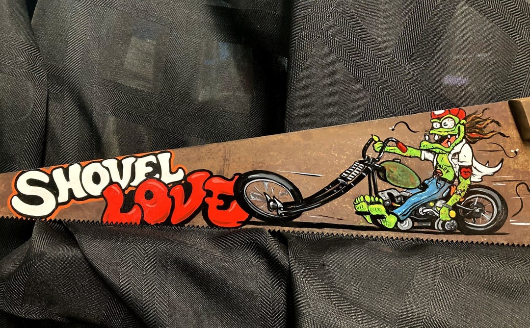 Chopper Shovelhead Harley Hand Painted Hand Saw Fink Style Rat Rod Bike ...
