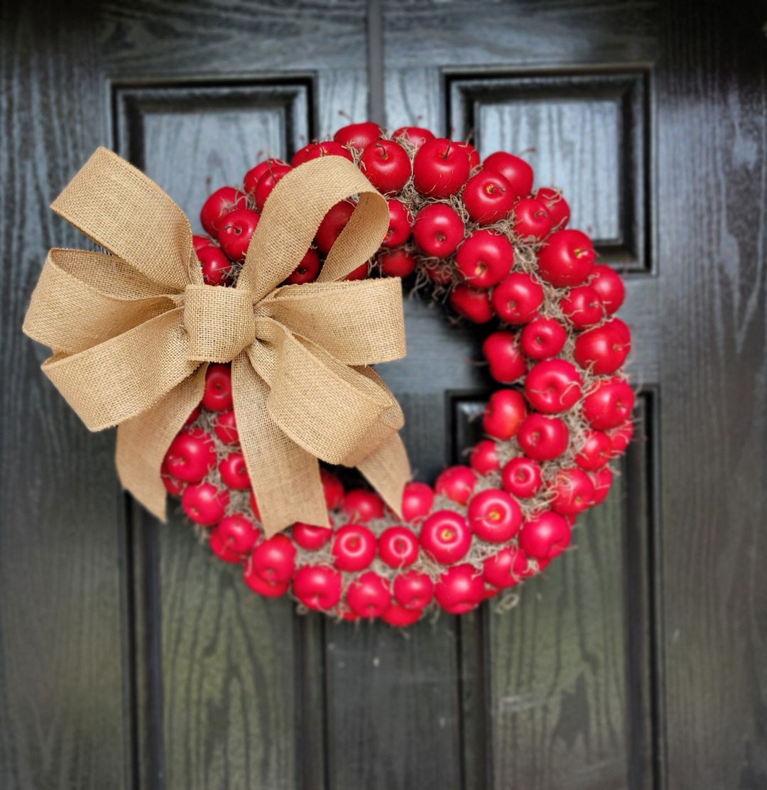 Apple Wreath, Red Apple Wreath, Apple Wreath for Front Door, Wreath for ...