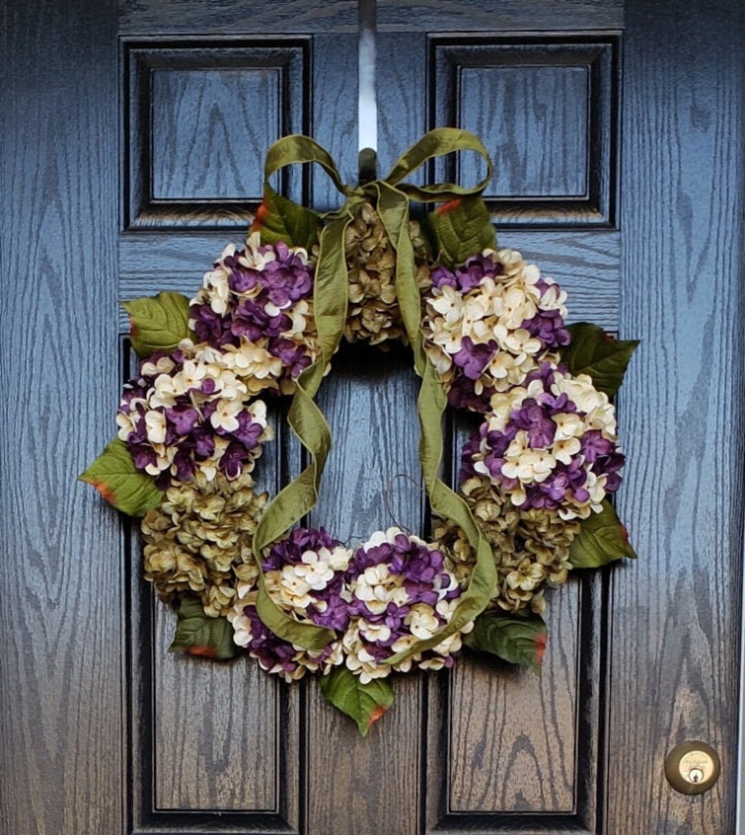 Hydrangea Wreath Blended Hydrangea Wreath Front Door Wreaths Spring ...