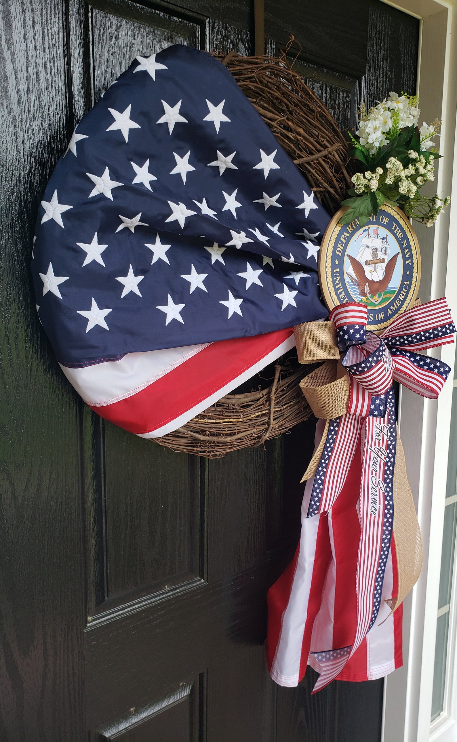 Patriotic Wreath Flag Wreath Navy Wreath Americana Wreath | Etsy
