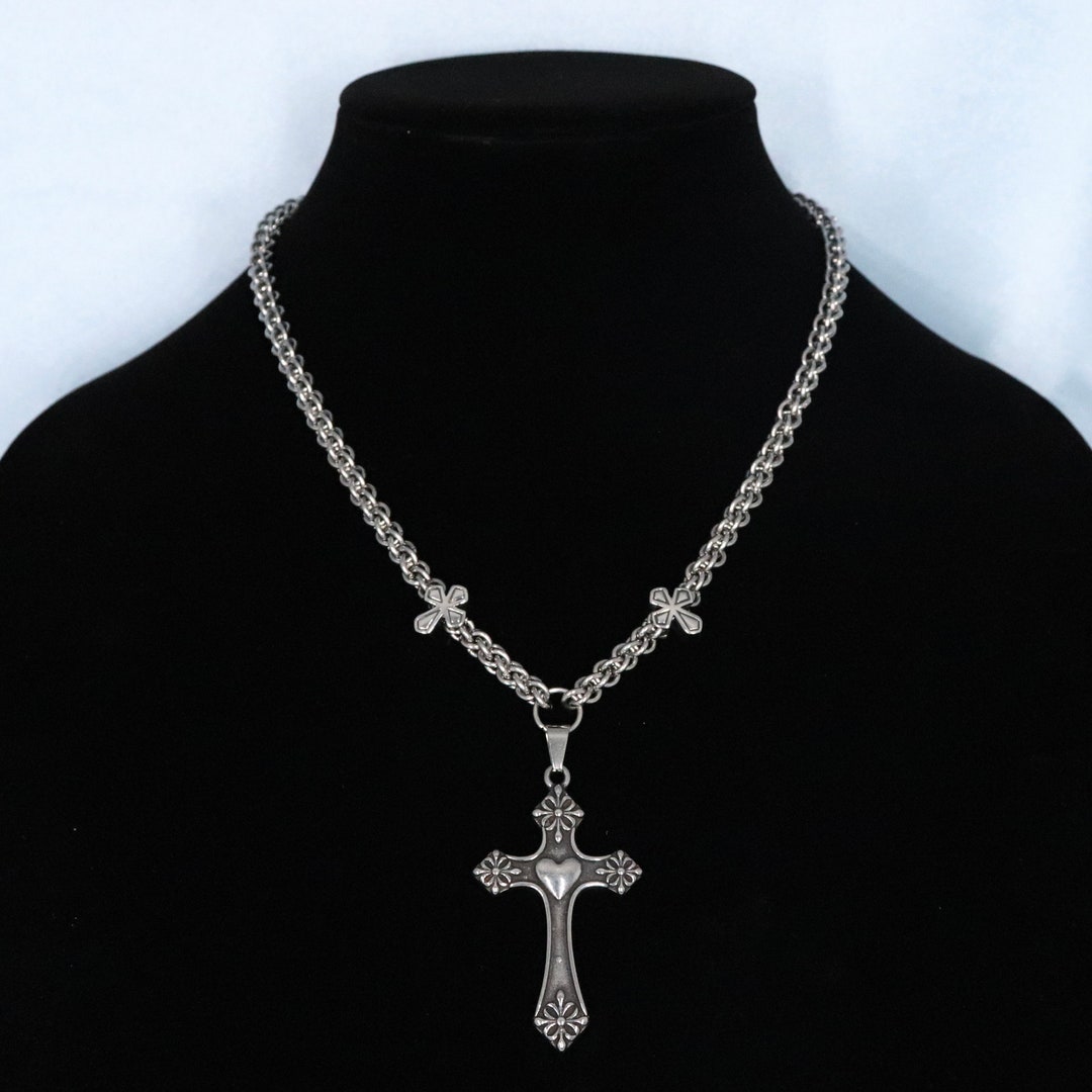 Jpl Chain Cross Jewelry Chainmail Necklace Gothic Accessories Biker ...