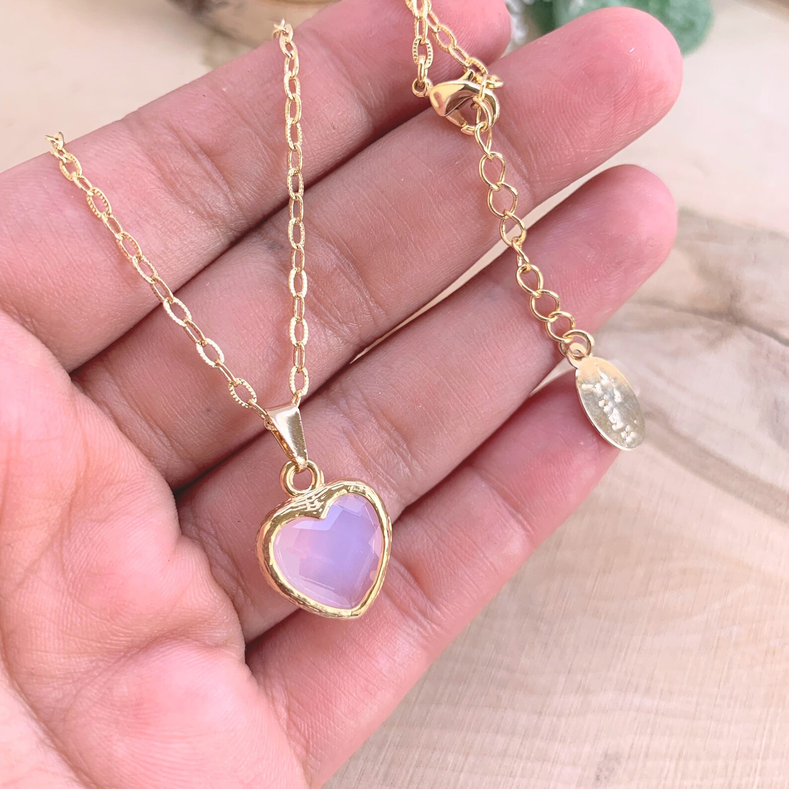 Collar de corazón rosa claro collar colgante rosa delicado - Etsy España