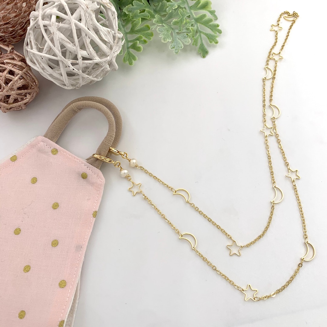 Gold Face Mask Necklace Chain: Czech Crystals & Pearls - Etsy