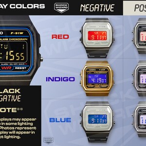 Casio F-91W Customize Your Own Modded F91W Choose Negative / Positive ...