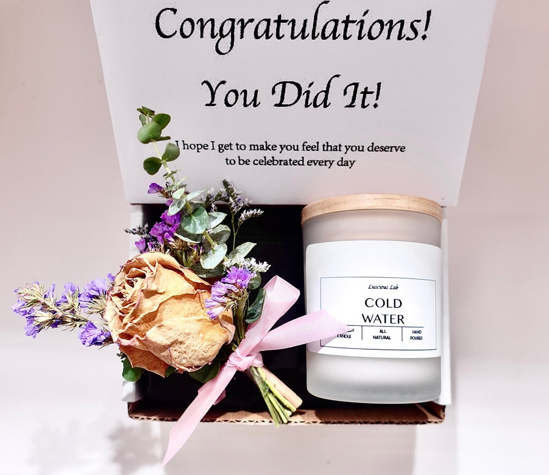 Congratulation Gift Box, Personalized Congrats Candle Gift Box, New Job ...