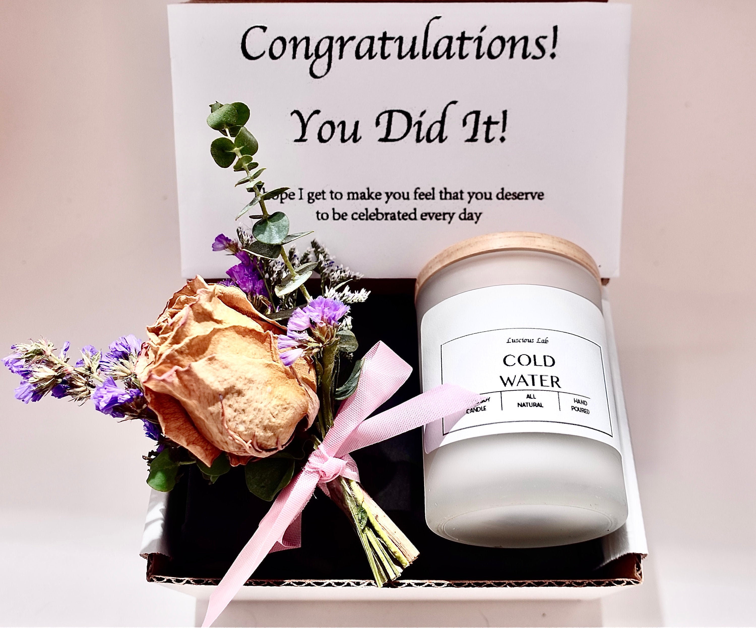 Congratulation Gift Box, Personalized Congrats Candle Gift Box, New Job ...