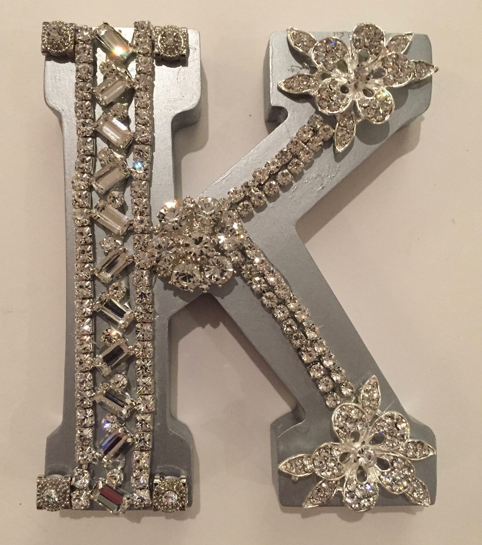 Custom Rhinestone Jewelry Silver Letter - Etsy