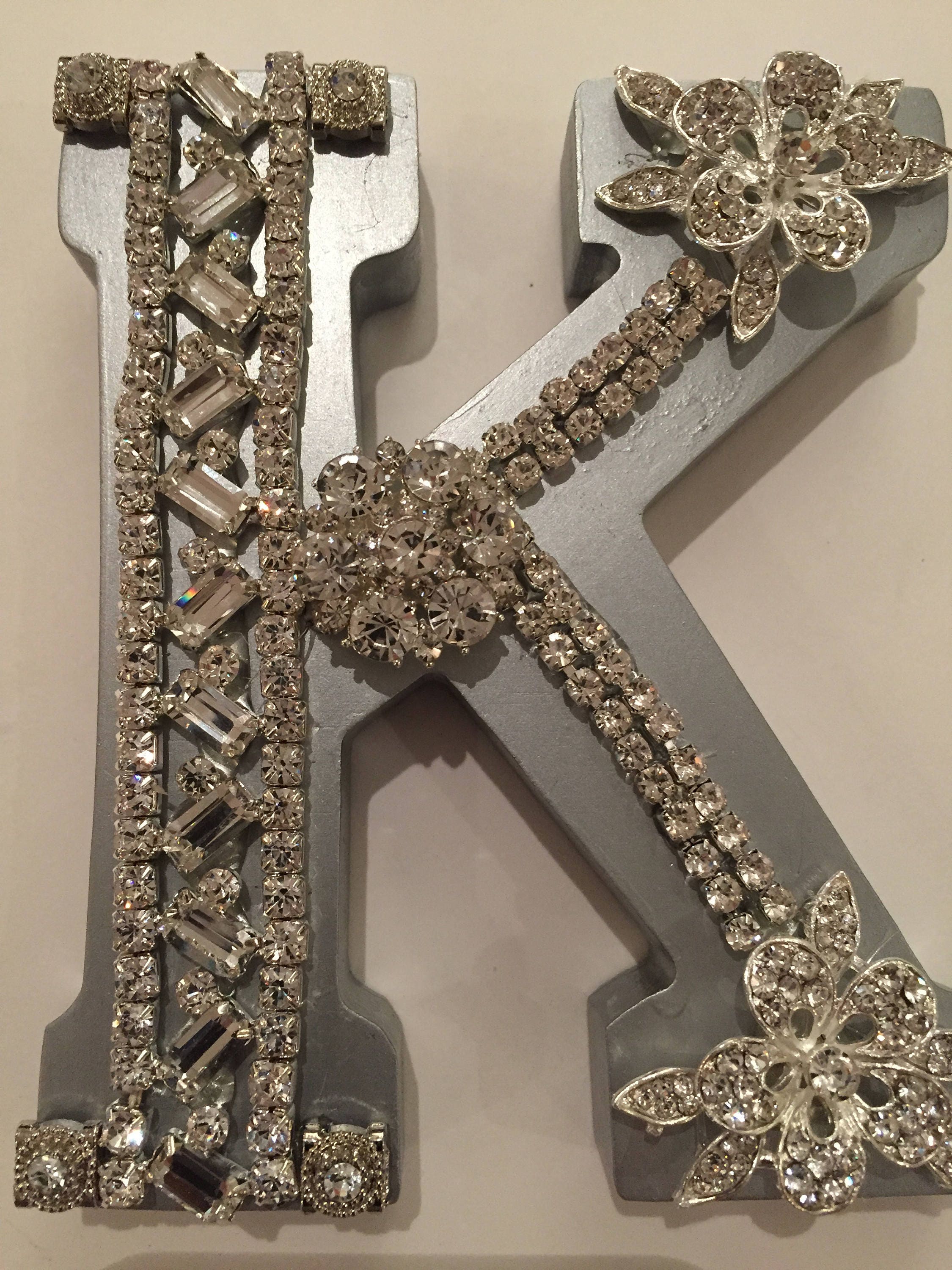 Custom Rhinestone Jewelry Silver Letter - Etsy