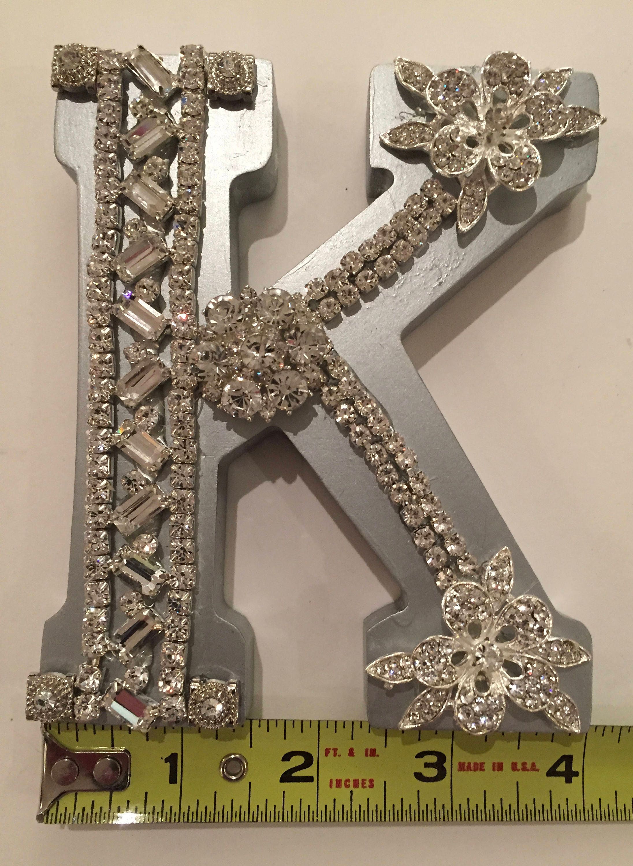 Custom Rhinestone Jewelry Silver Letter - Etsy