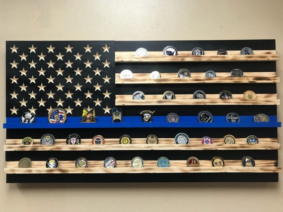 Handmade Wooden Challenge Coin Stand Holder Flag Premium Flag | Etsy