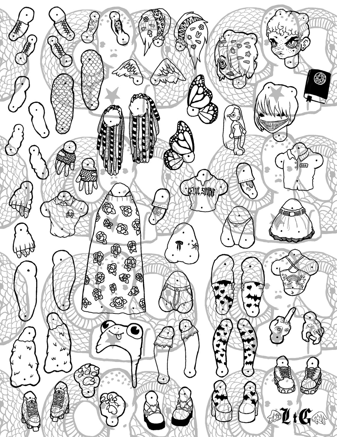 Printable Horror Paper Dolls, Dress up Demons III -- DIY Articulated ...