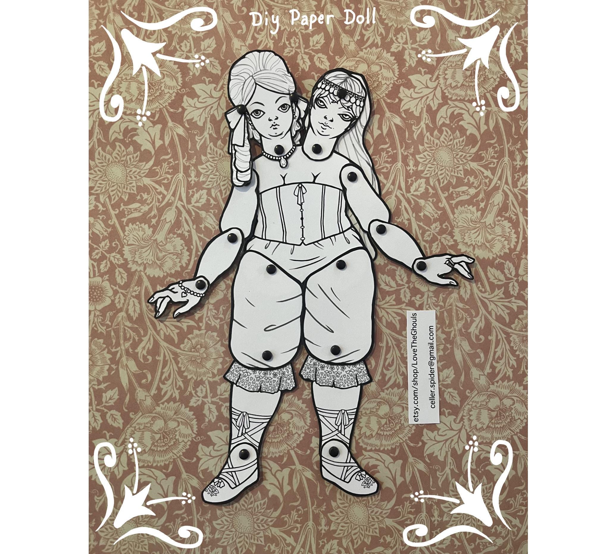 Printable DIY Articulated Paper Doll - Victorian Conjoined Twins - Etsy