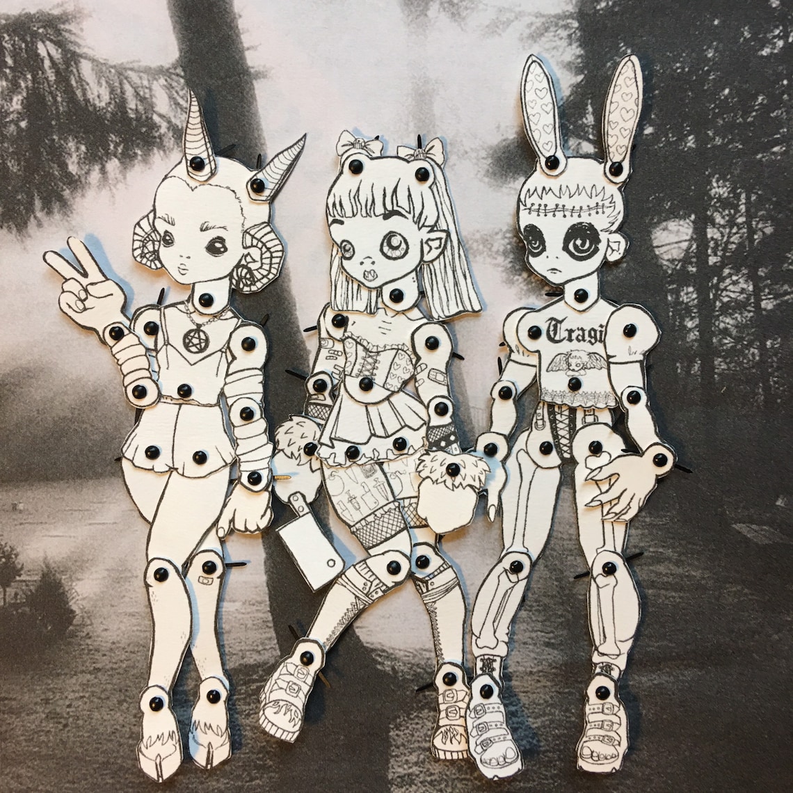 Printable Horror Paper Dolls, Dress up Demons -- DIY Articulated Gothic ...