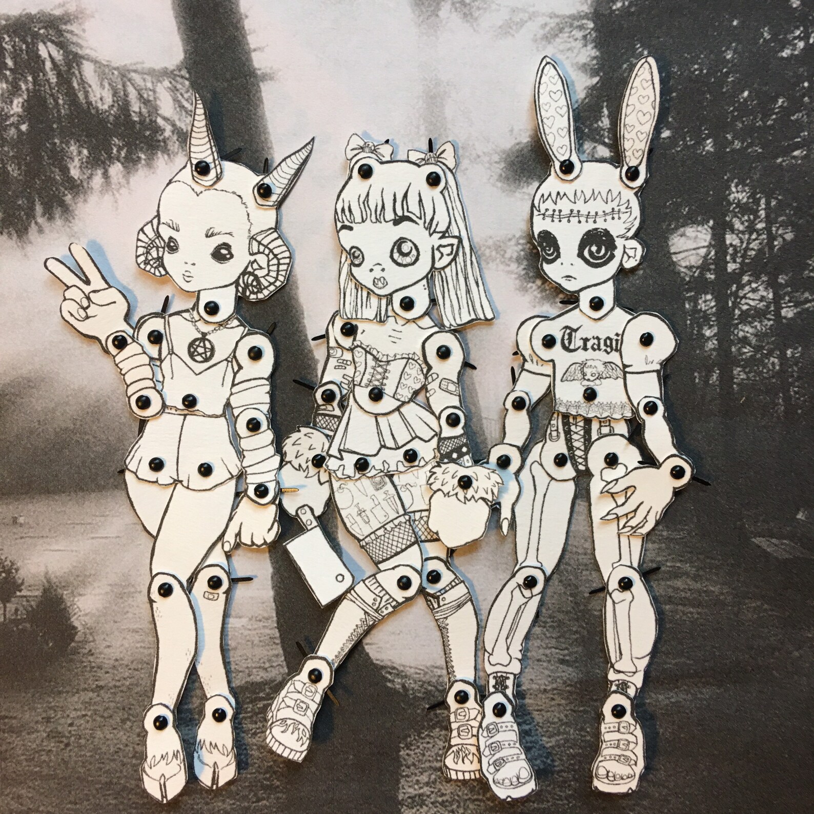 Printable Horror Paper Dolls, Dress up Demons -- DIY Articulated Gothic ...