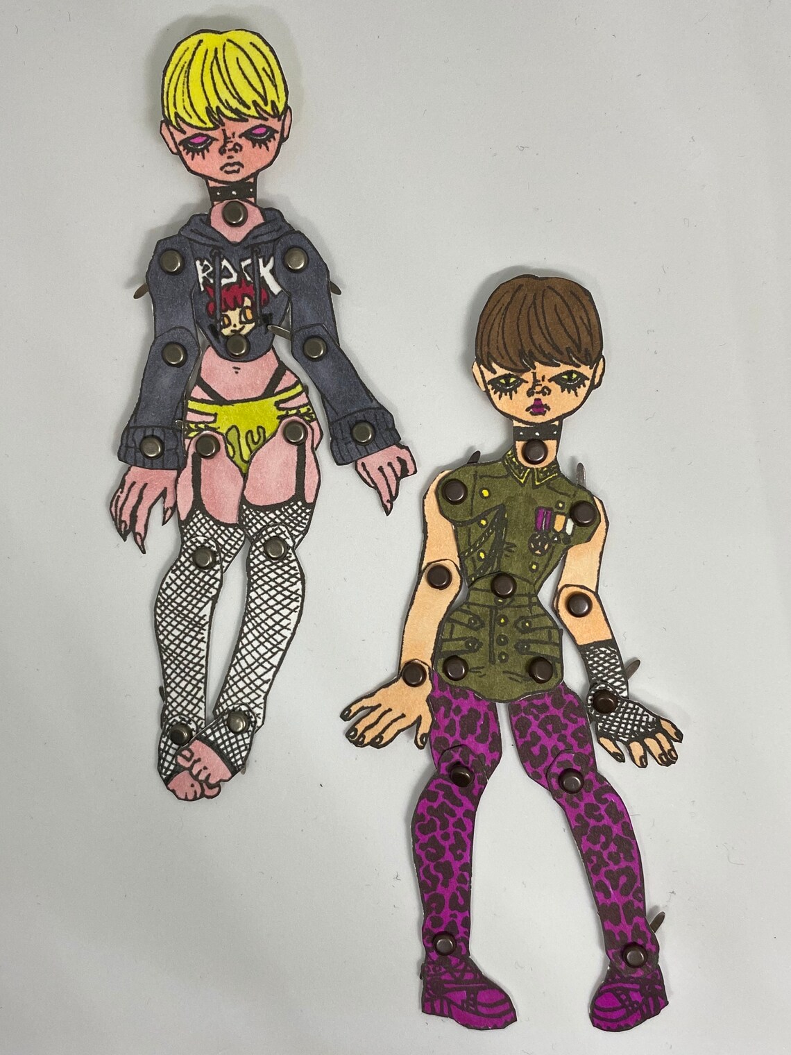 Articulated Punk Goth Paper Dolls Printable Diy Digital Etsy