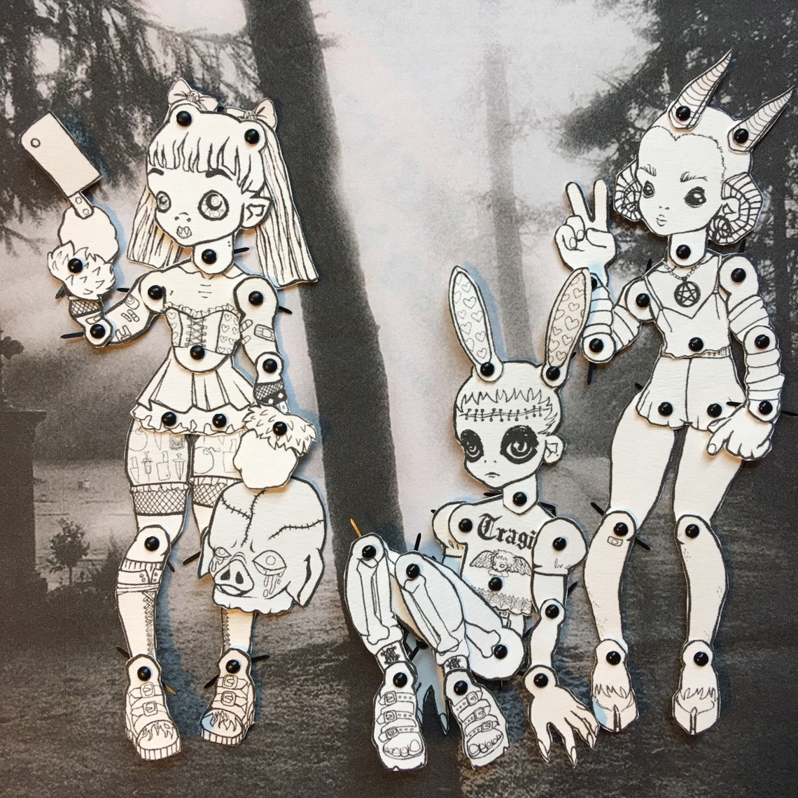 Printable Horror Paper Dolls, Dress up Demons -- DIY Articulated Gothic ...
