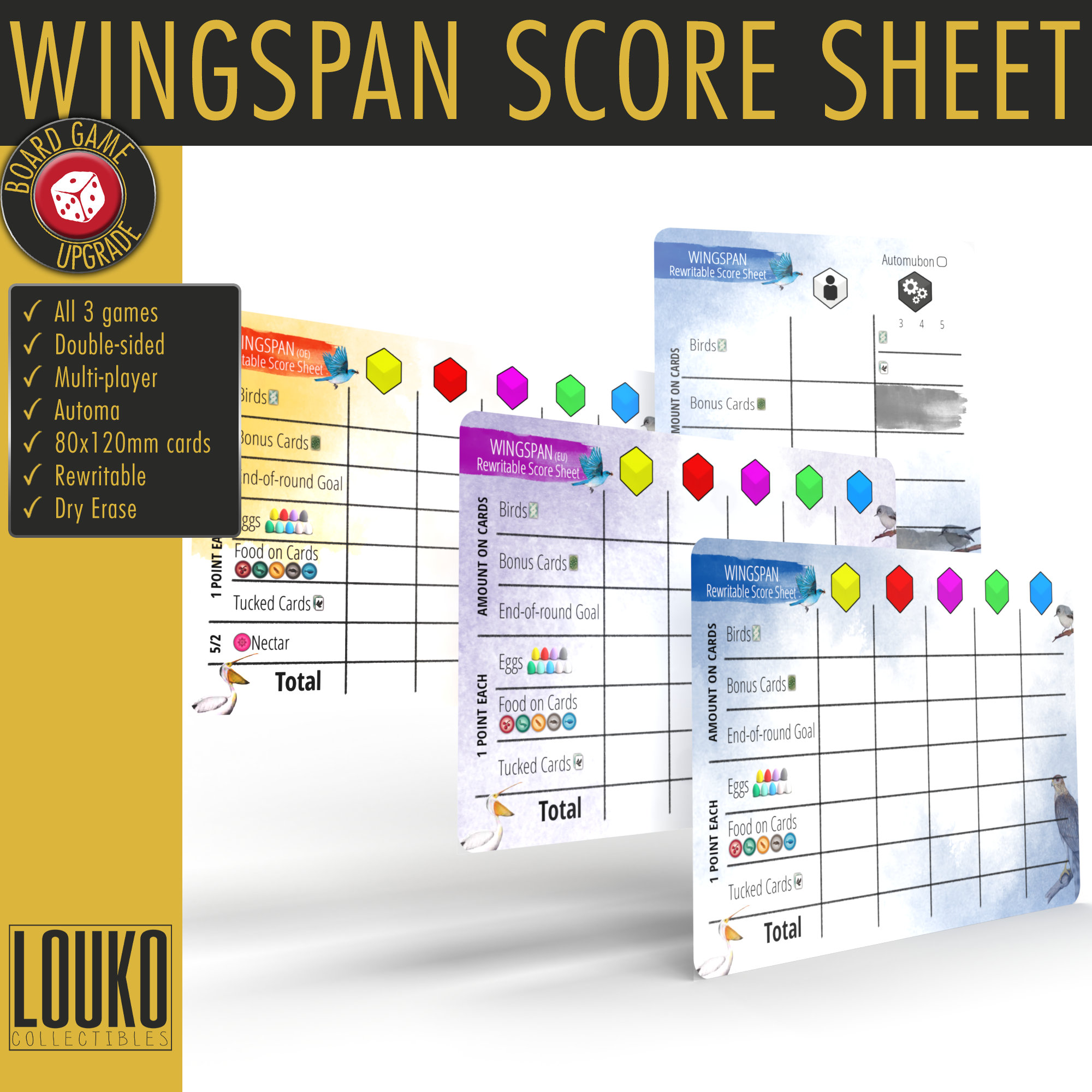 Upgrade Wingspan Score Sheet for Core, European, Oceania & Asia - Etsy UK