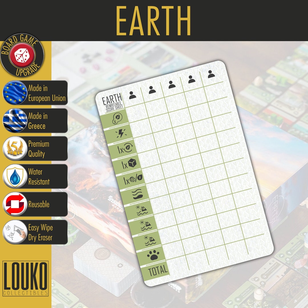 Upgrade Earth Score Sheet - Etsy