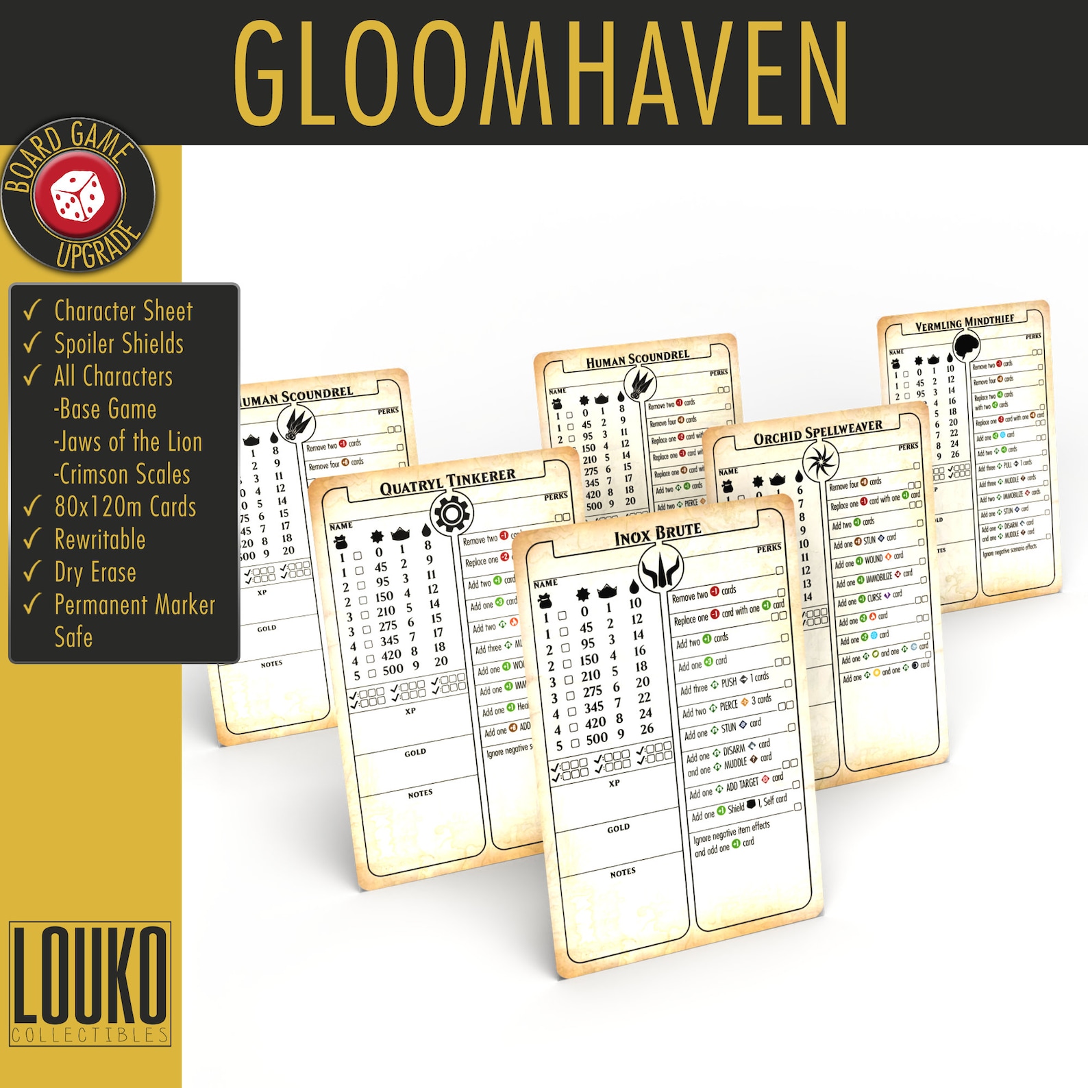 Upgrade Gloomhaven/frosthaven Rewritable Character Sheets - Etsy