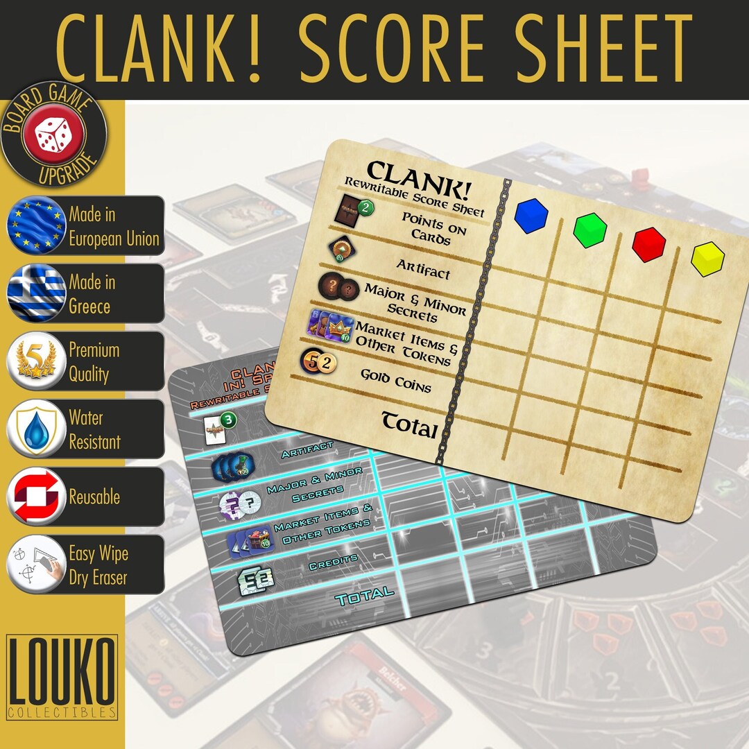 Upgrade Clank Original & In Space Score Sheet - Etsy