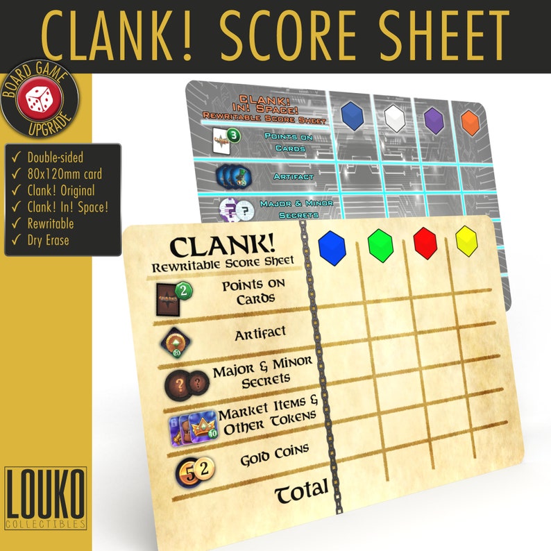 Upgrade Clank! Original & In! Space! Score Sheet - Etsy