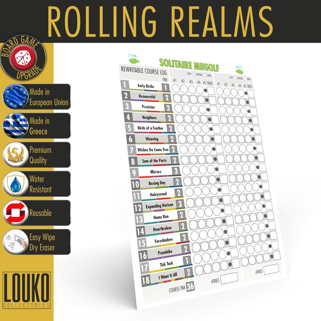 Upgrade Rolling Realms Solitaire Minigolf Course Log Rewritable Sheets ...