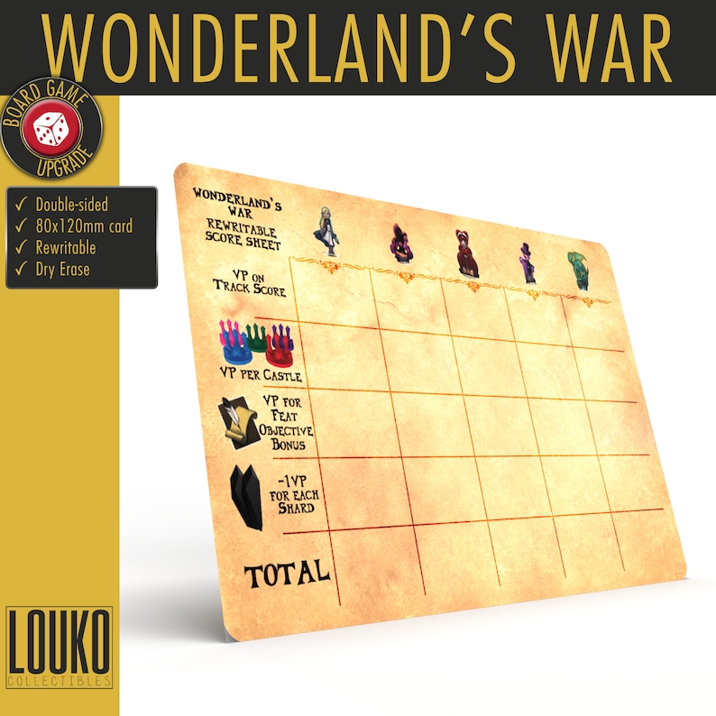 Upgrade Wonderland's War Score Sheet - Etsy