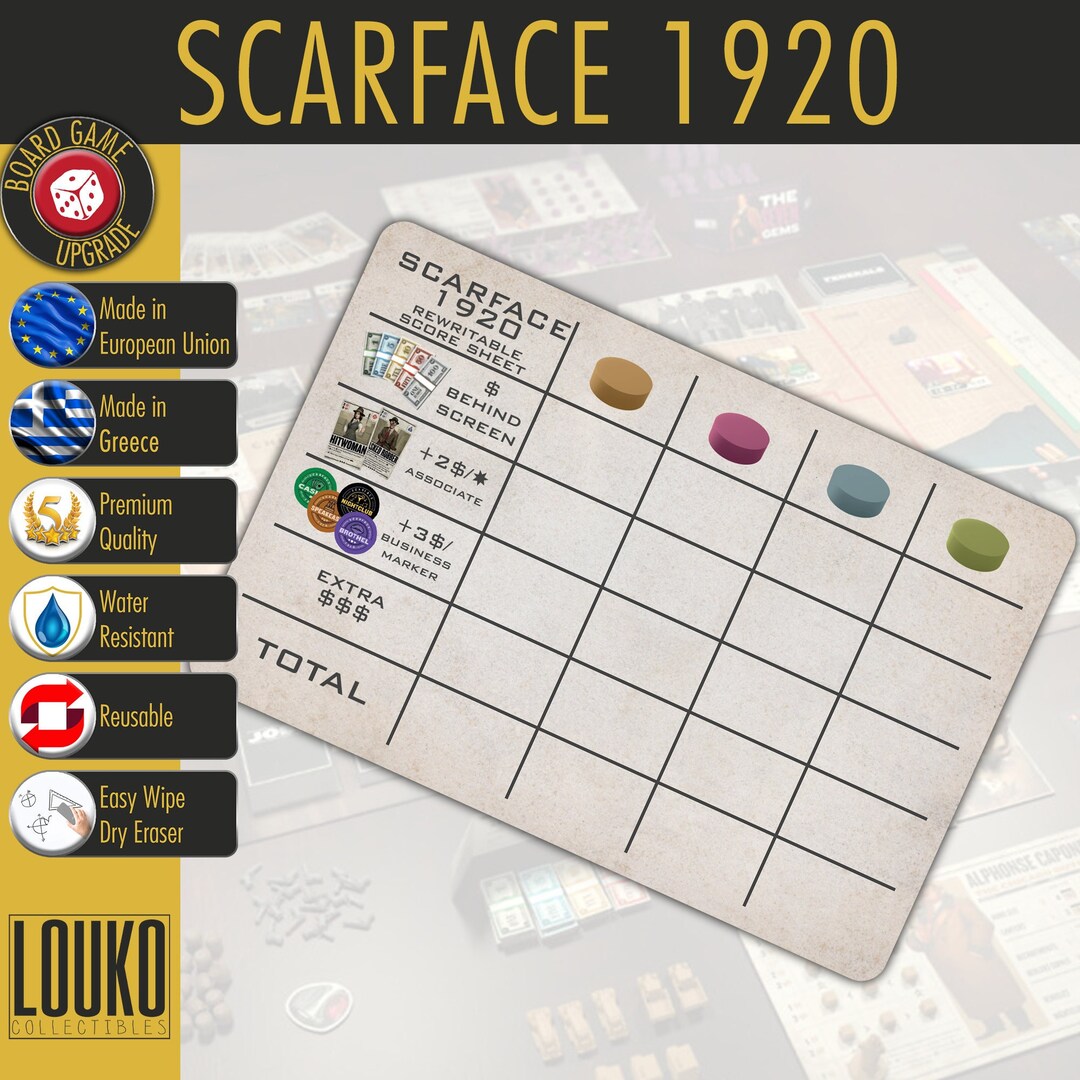 Upgrade Scarface 1920 Score Sheet - Etsy