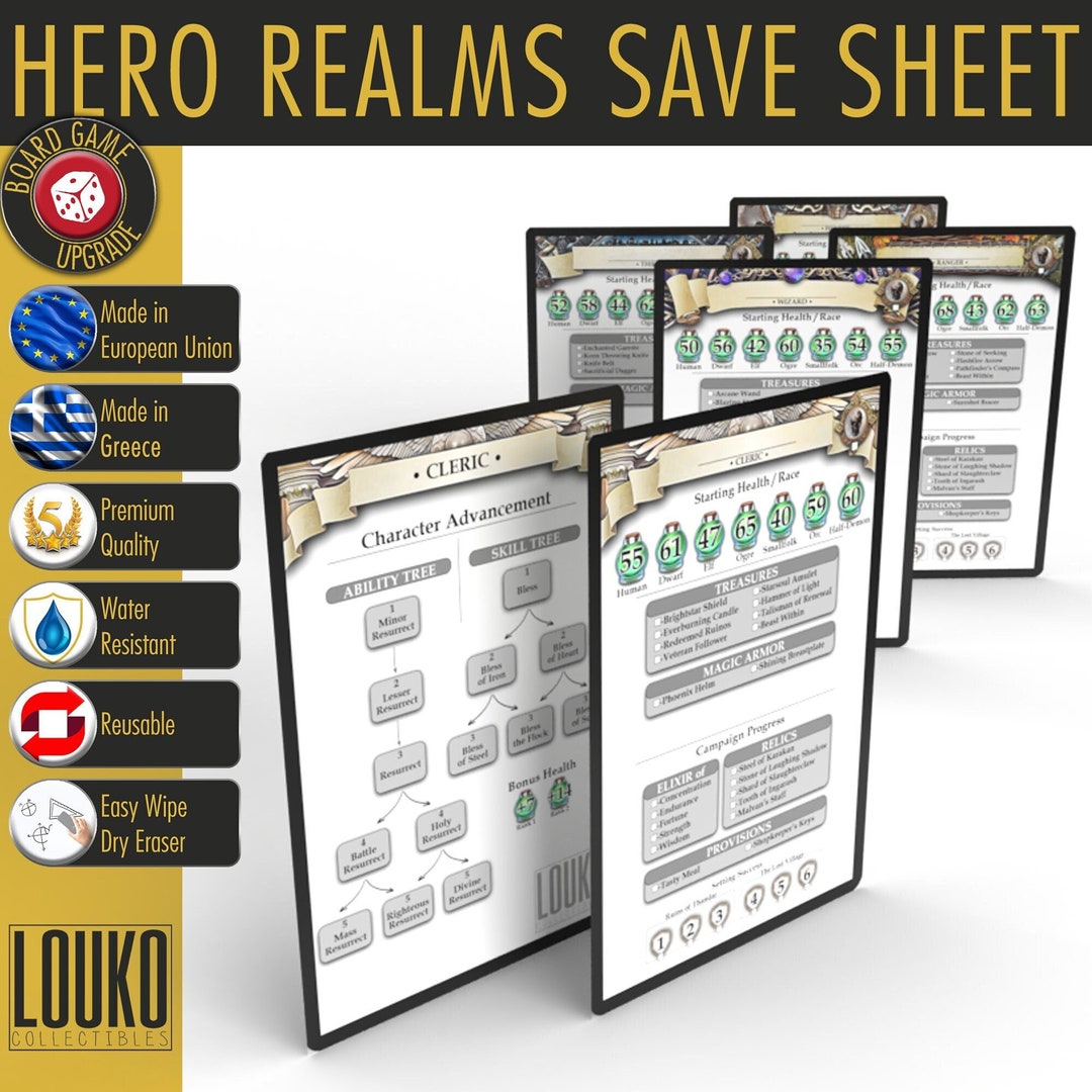 Upgrade Hero Realms Rewritable Save Sheets - Etsy