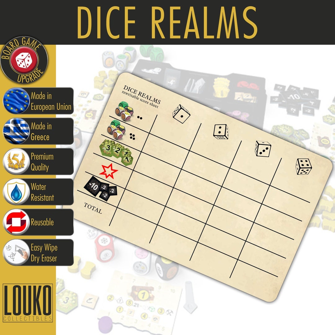 Upgrade Dice Realms Score Sheet - Etsy