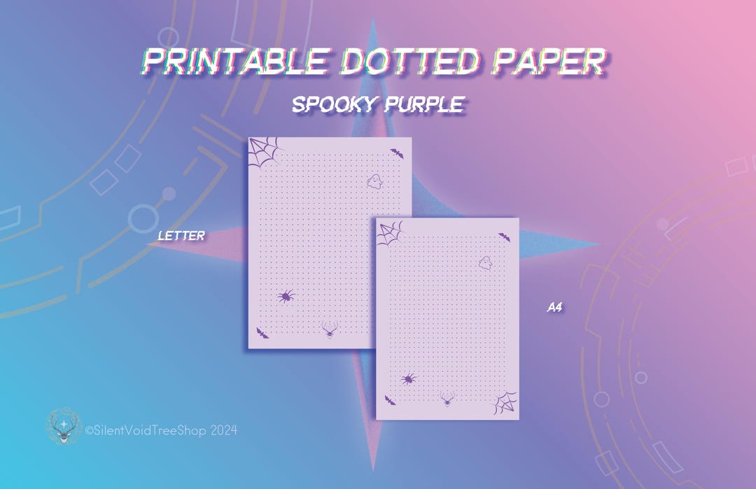 Individual Dotted Note Sheet | Printable Stationery | Spooky Purple ...