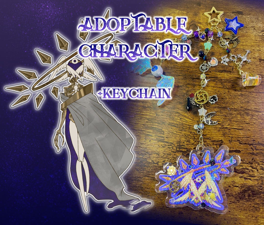 Adoptable Character Keychain | Character Design #5: Cyborg Angel | OOAK ...