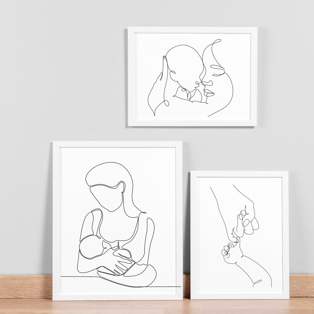 Line Art Motherhood Mother Child Line Art Printable Set of 3 - Etsy