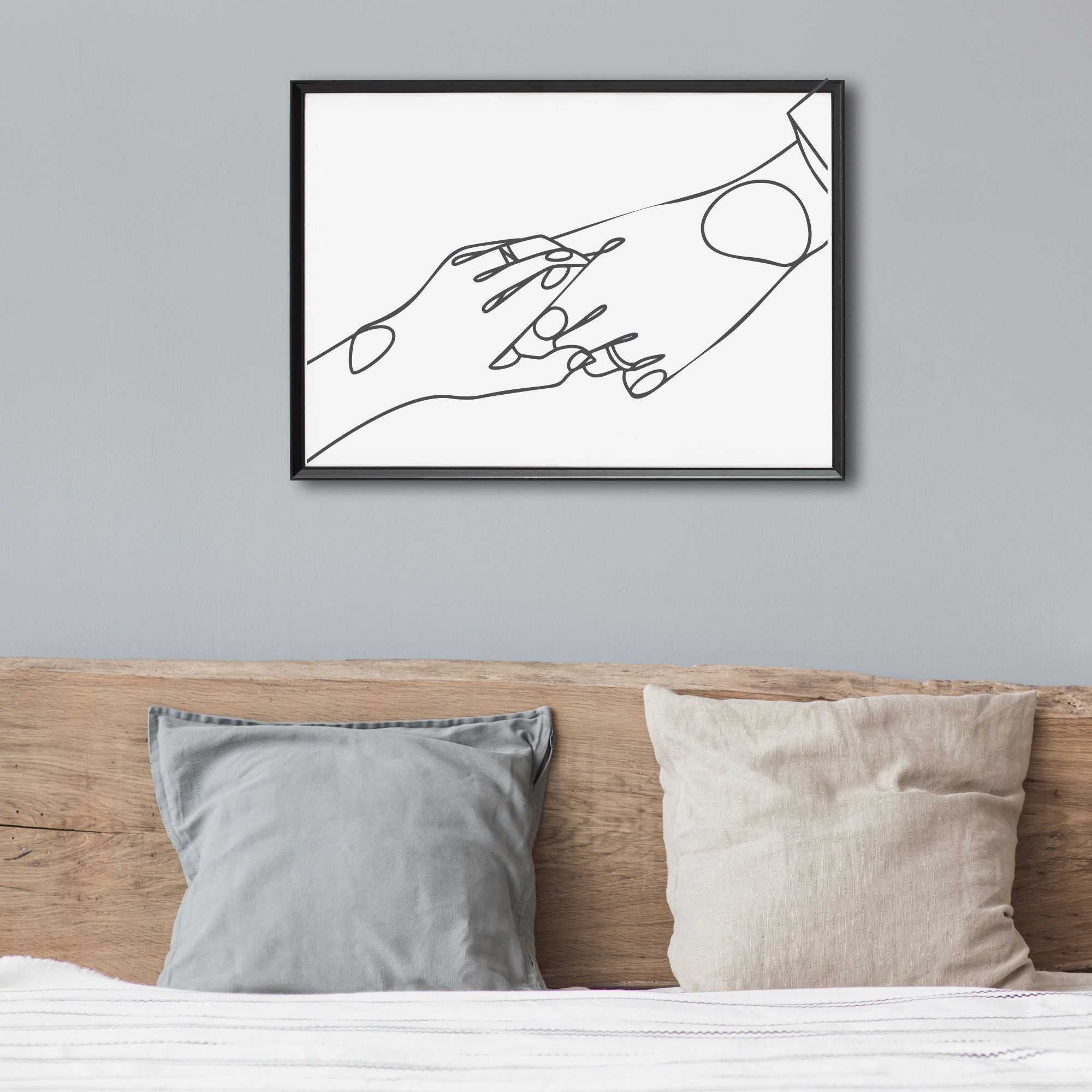 Line Art Digital Printable Line Art Holding Hands Horizontal Print - Etsy