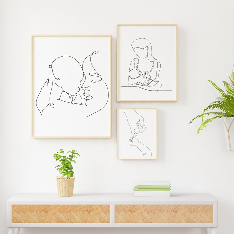 Line Art Motherhood Mother Child Line Art Printable Set of 3 - Etsy
