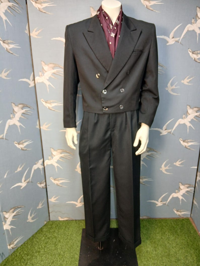 Vintage 1980s Fashion Suit, Browns Black Cropped Box Jacket/ Peg Pants ...