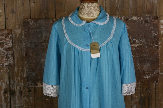 Unworn Vintage 70s Blue Seersucker Robe/ House Coat Size 14 | Etsy UK
