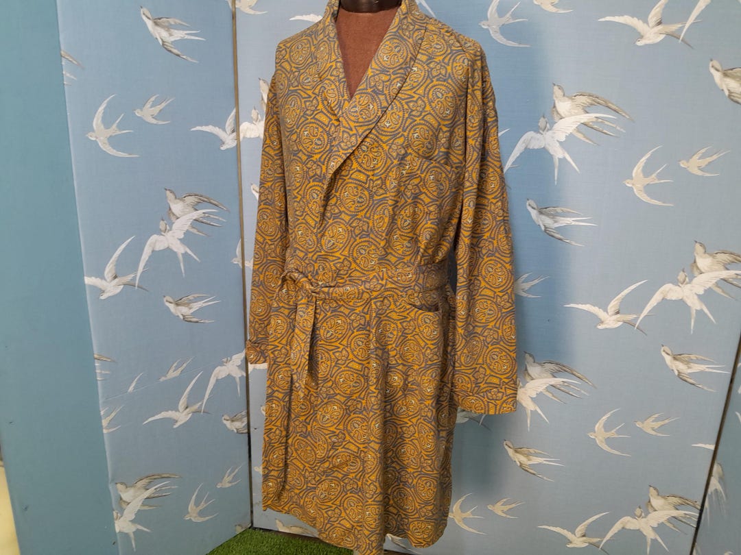Vintage Viyella Wool/ Cotton Smoking Jacket, Mans 70s/ 80s Robe ...