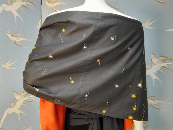 Vintage 1950s novelty print stole/ opera/ wrap - Gem