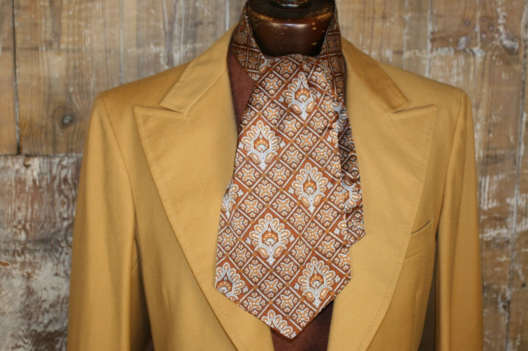 Vintage 60s Grosvenor by Tootal Rust/ Mustard Cravat, Mod Mans Ascot ...