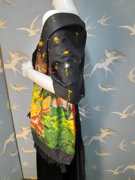 Vintage 1950s novelty print stole/ opera/ wrap - Gem