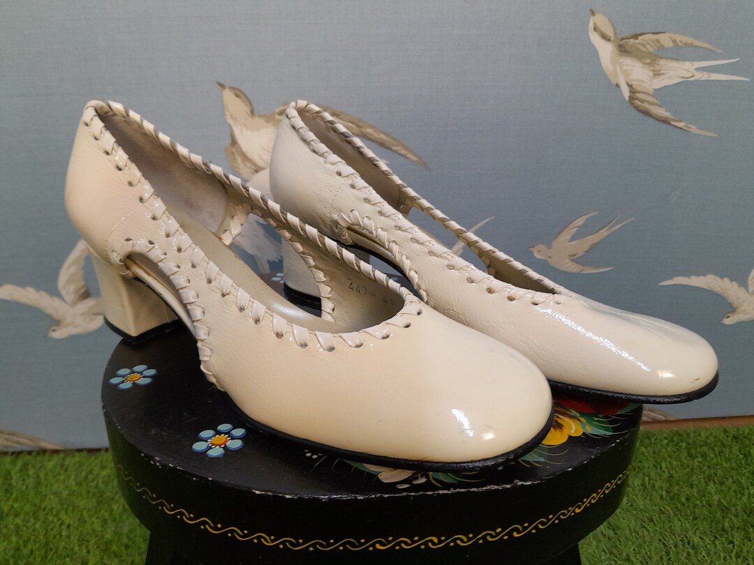 Vintage 60s Cream Patent Mod Shoes Manfield Size UK 7/ EU 41 - Etsy