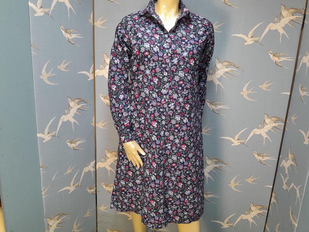 Plus Size Vintage Angela Gore Floral Cotton Dress, Size 16 UK/ 45" Bust ...
