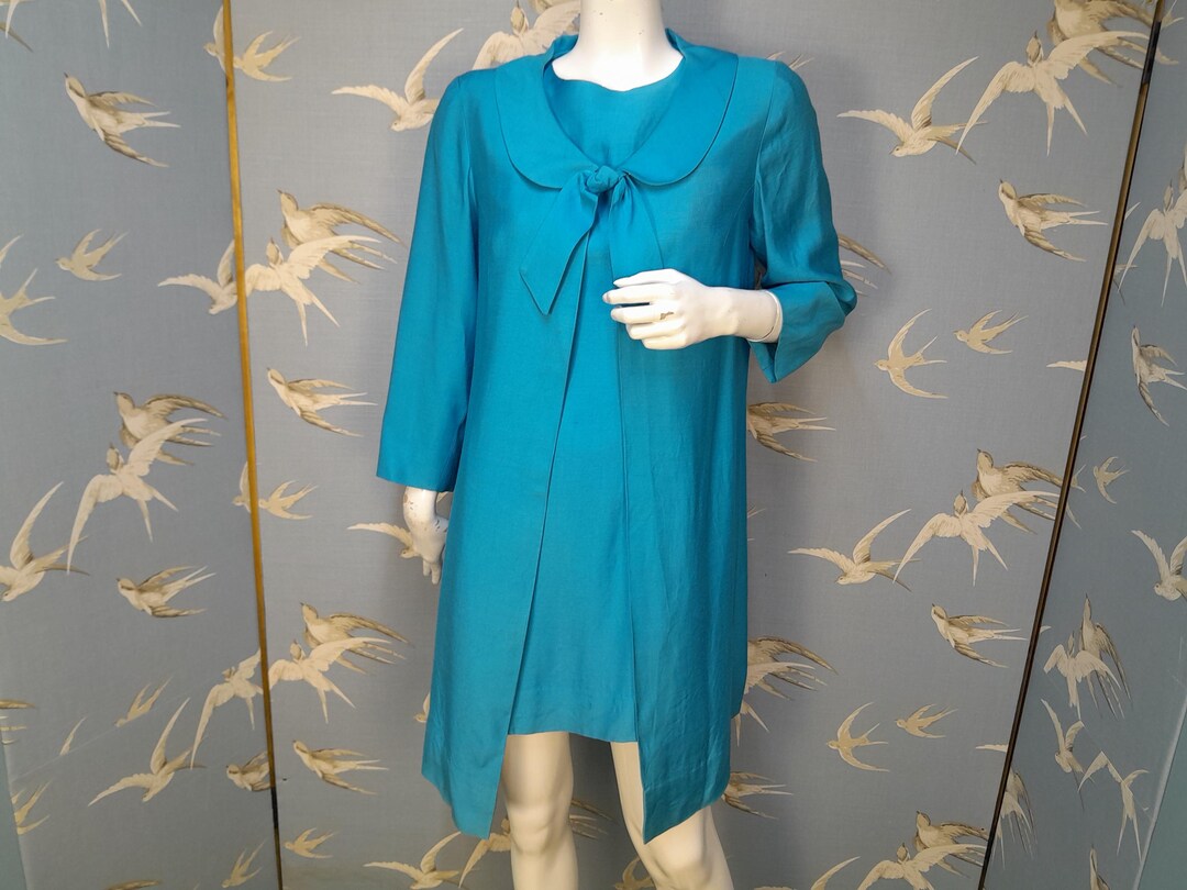 Vintage 1960s Tom Jones of Mayfair Mini Dress & Jacket Suit, Blue Mod ...